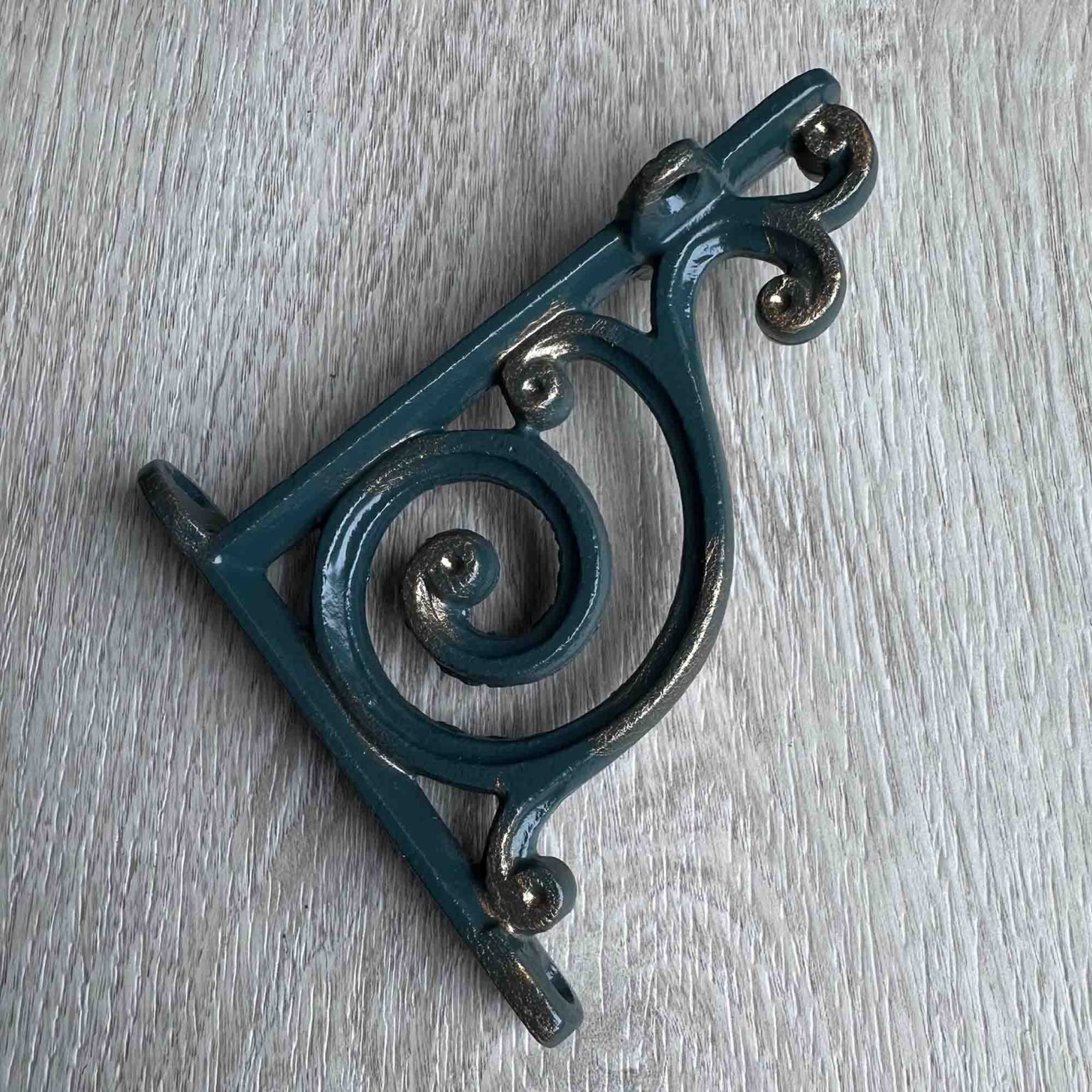 Solid Cast Iron shelf brackets Green with Gold brush - Handmade ...