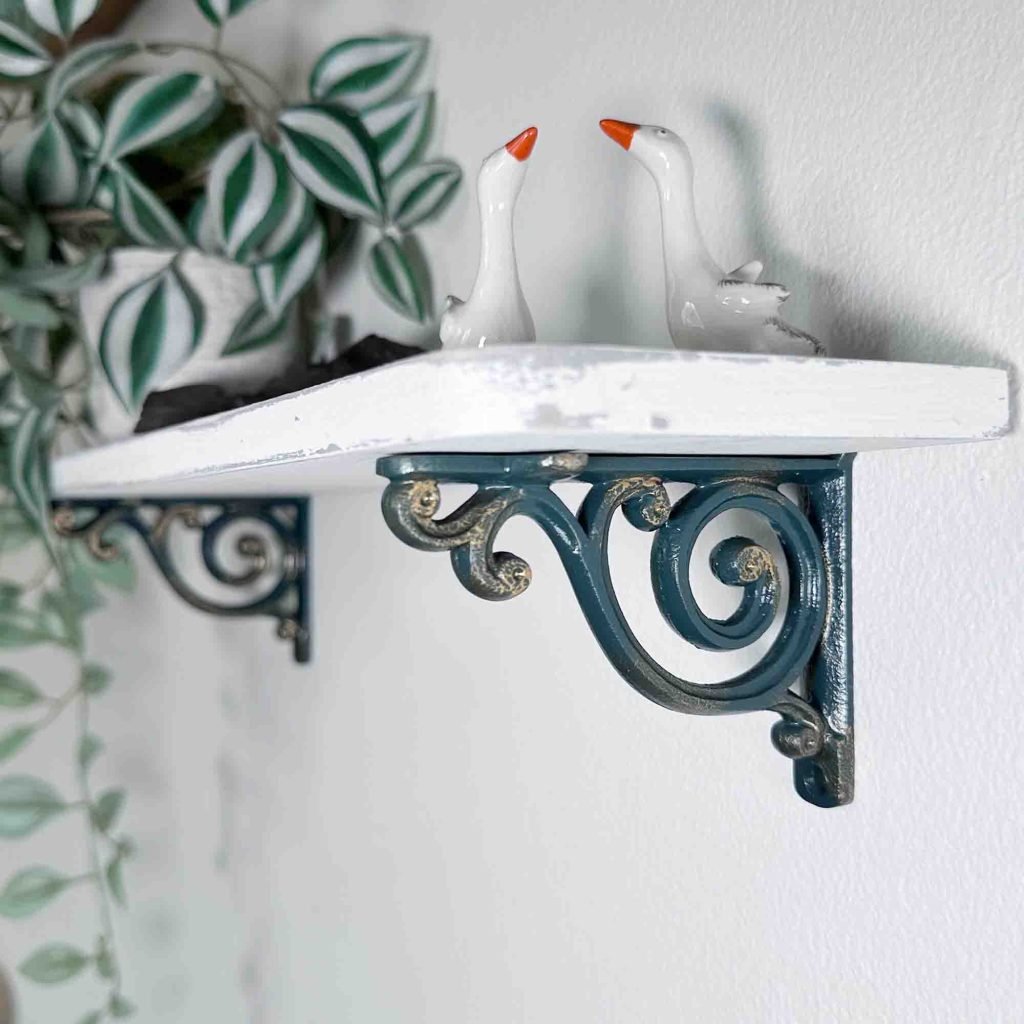 Solid Cast Iron shelf brackets Green with Gold brush - Handmade ...