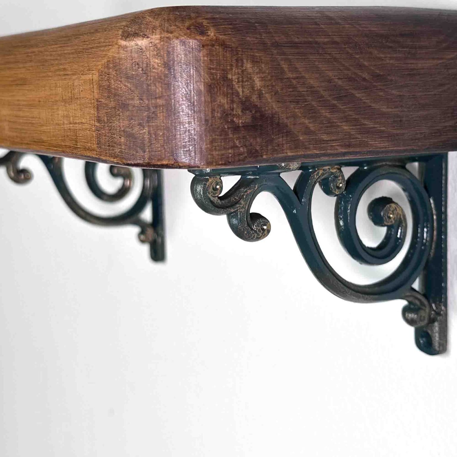 Solid Cast Iron shelf brackets Green with Gold brush - Handmade ...